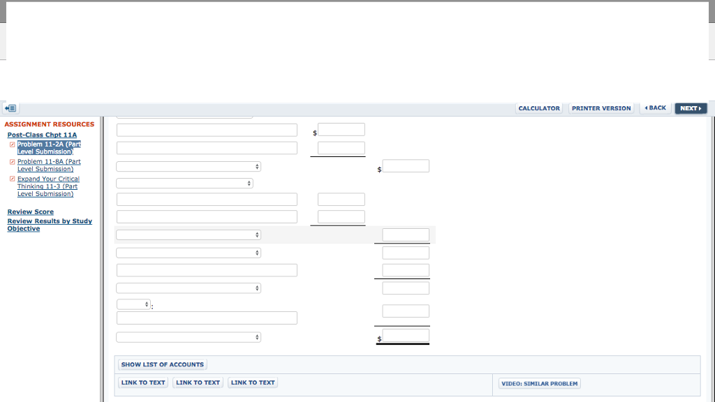 Solved CALCULATOR PRINTER VERSION BACK NEXT» ASSIGNMENT | Chegg.com