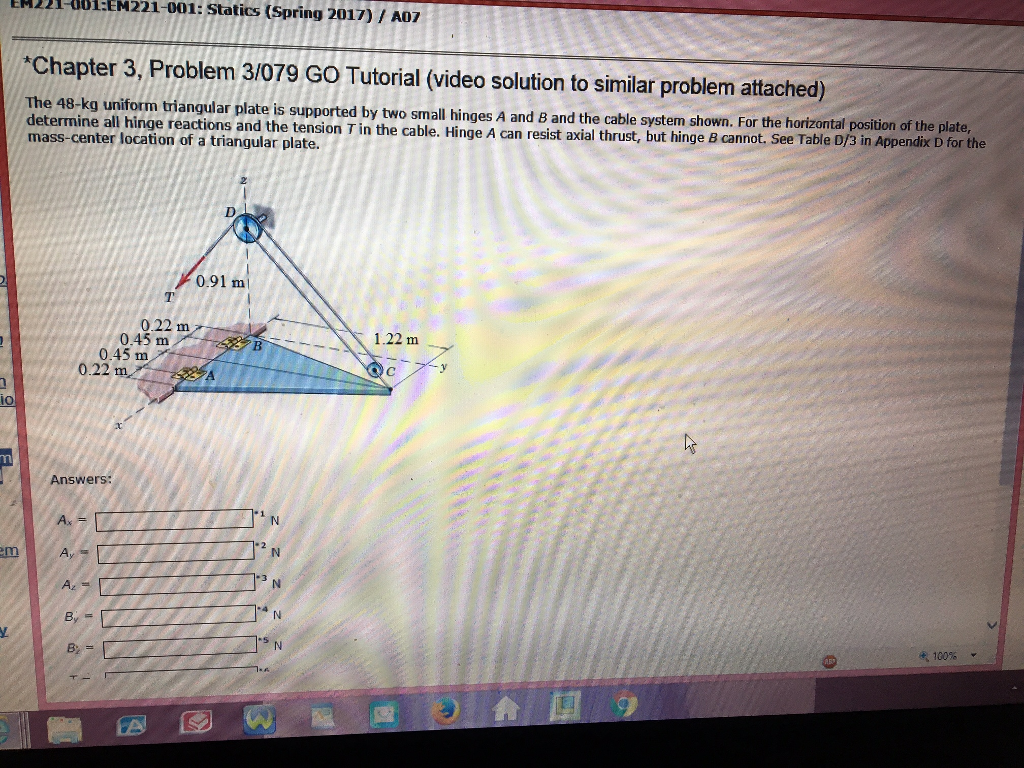 Solved The 48-kg uniform triangular plate is supported by | Chegg.com