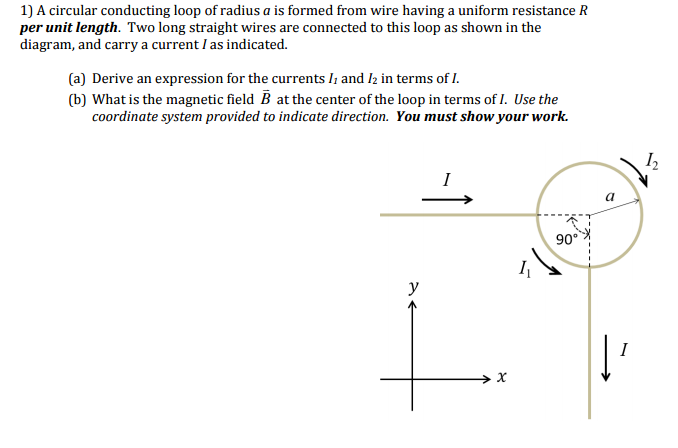 Solved 1) A circular conducting loop of radius a is formed | Chegg.com