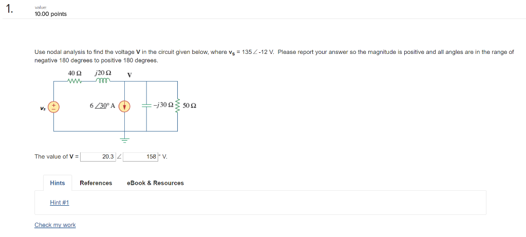 Solved value 10.00 points Use nodal analysis to find the | Chegg.com