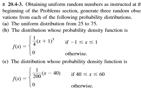 Obtaining uniform random numbers as instructed at the | Chegg.com