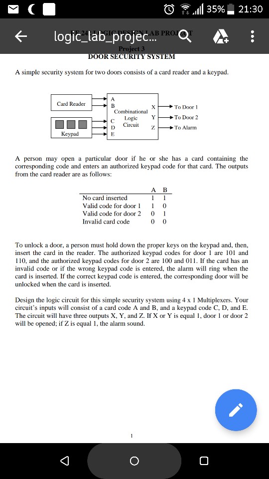 Solved てすっ.ill 35%). 21:30 ← logic-lab-projec...。 AB PROJ | Chegg.com