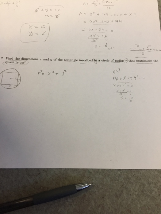 Solved Find the dimensions x and y of the rectangle | Chegg.com