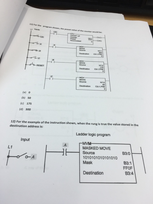 Solved For the program shown, the preset value of the | Chegg.com