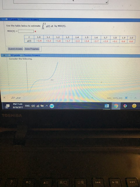 Solved Use the table below to estimate g(t) dt by MID(5). | Chegg.com
