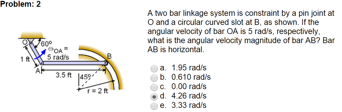 Solved Problem: 2 A two bar linkage system is constraint by | Chegg.com