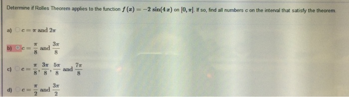 Solved Determine If Rolles Theorem Applies To The Function