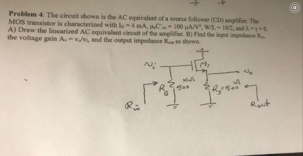 Solved Problem 4: The circuit shown is the AC equivalent of | Chegg.com