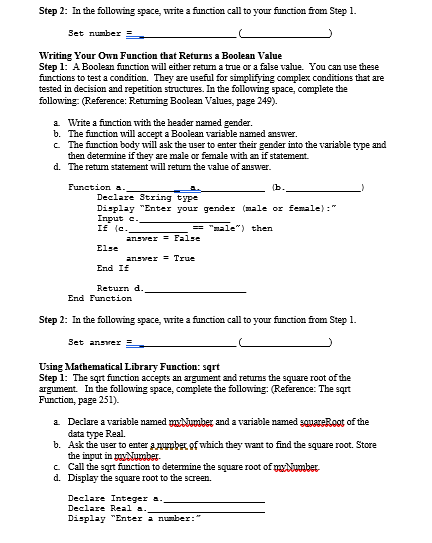 Solved Lab 51 Functions And Pseudocode Yoa Bave Been