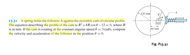 Solved 13.31 A spring holds the follower A against the | Chegg.com