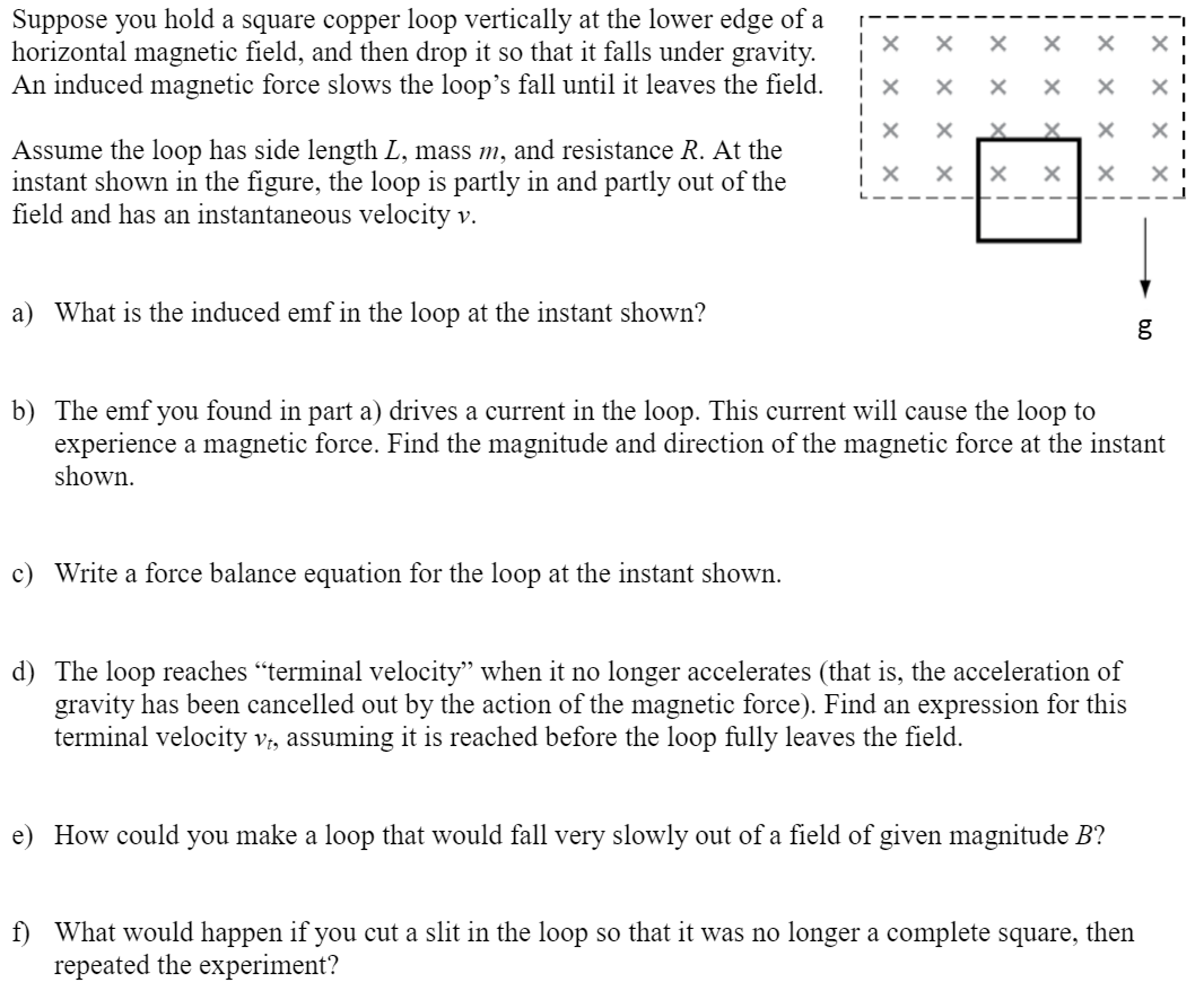 Solved Suppose You Hold A Square Copper Loop Vertically At