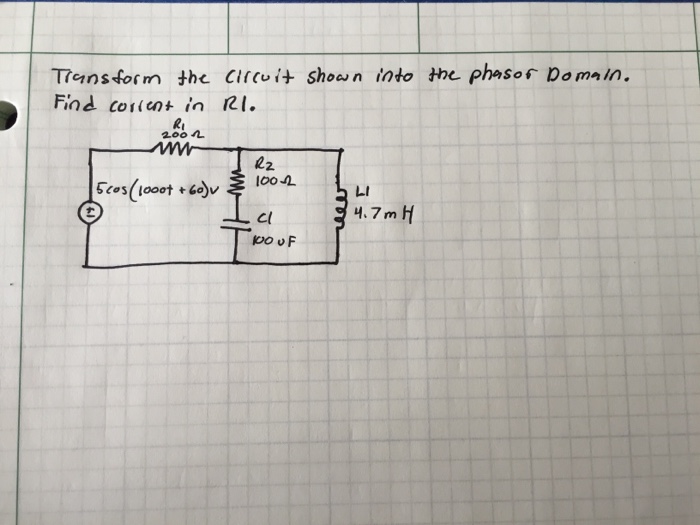Solved Transform the circuit shown into the phasor Domain. | Chegg.com