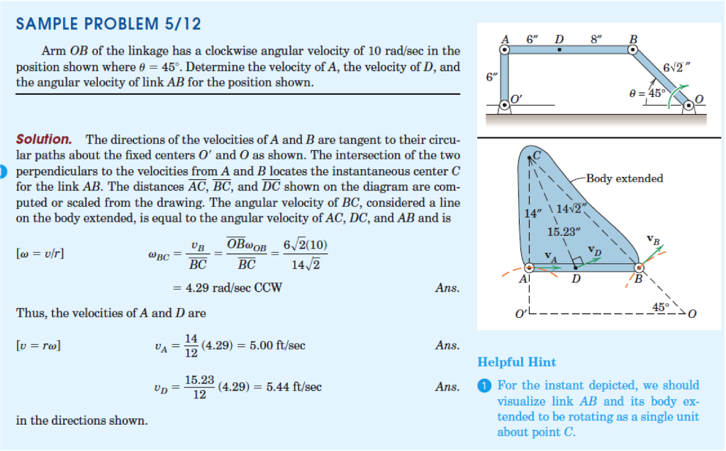 Solved SAMPLE PROBLEM 5/12 Arm OB of the linkage has a | Chegg.com