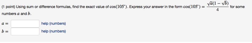 Solved Using sum or difference formulas, find the exact | Chegg.com