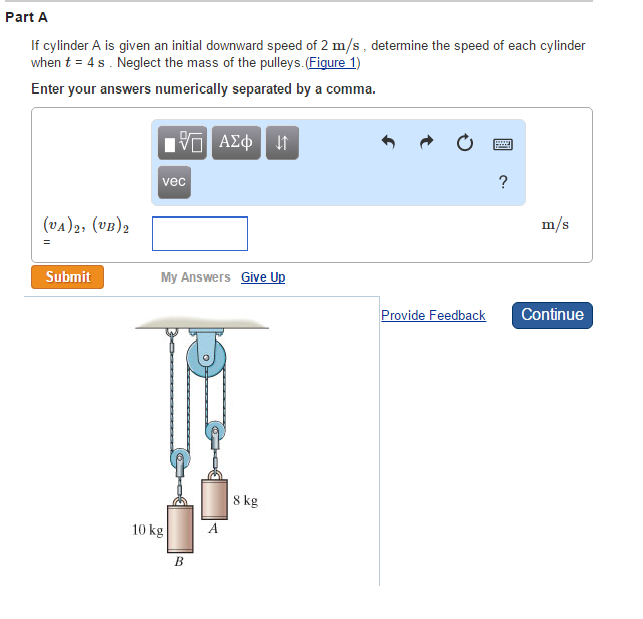 Solved Part A If cylinder A is given an initial downward | Chegg.com