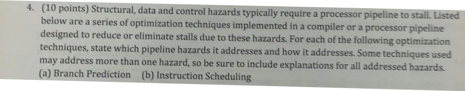 Solved Structural, data and control hazards typically | Chegg.com
