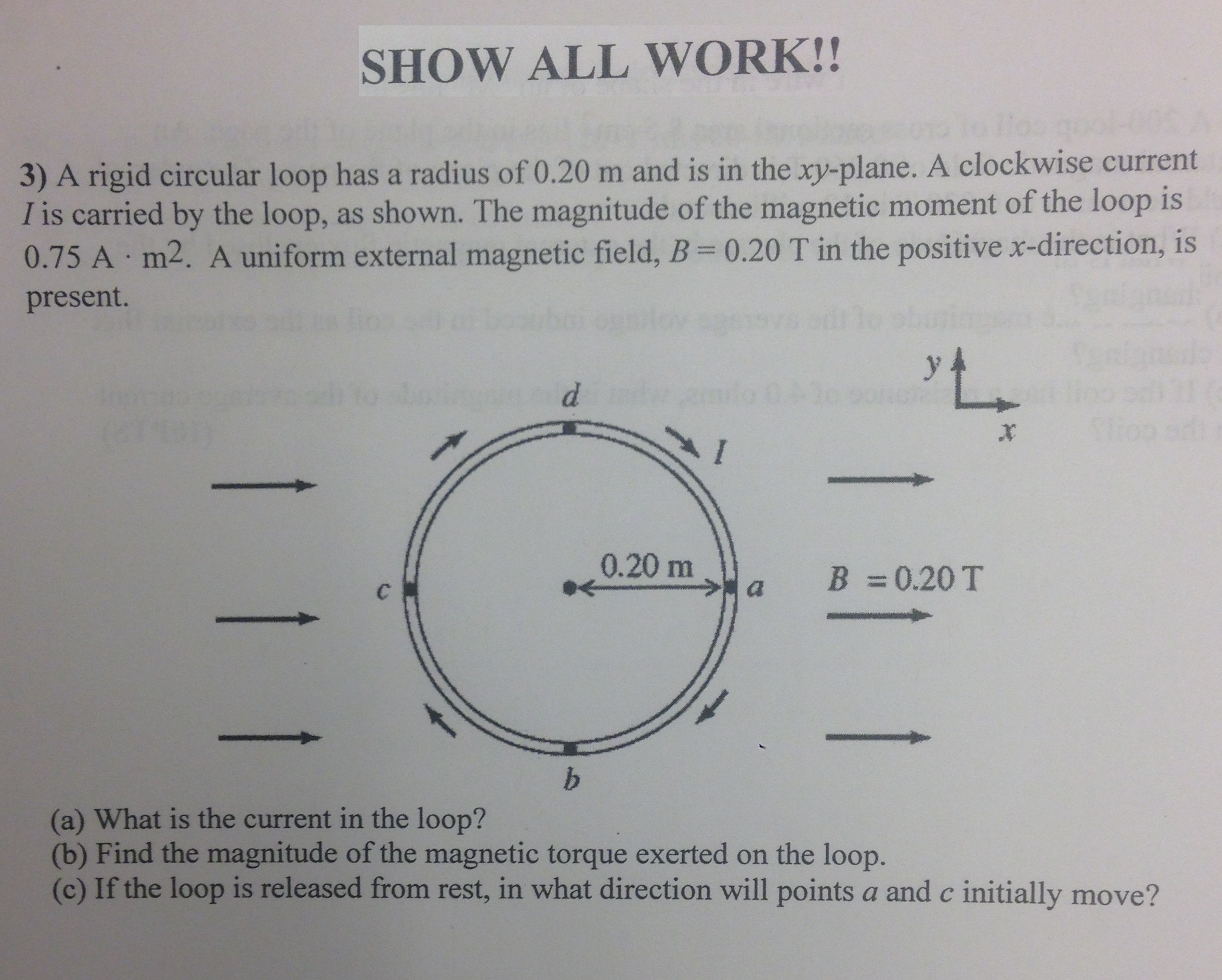 Solved A rigid circular loop has a radius of 0.20 m and is | Chegg.com