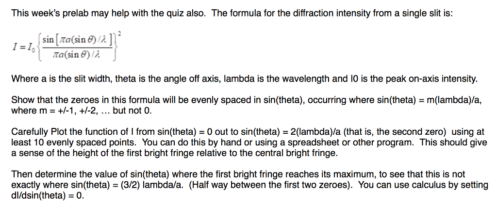Solved The formula for the diffraction intensity from a | Chegg.com