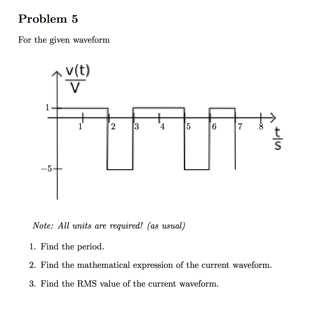 Solved Problem 5 For the given waveform Note: All units are | Chegg.com