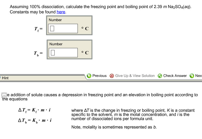 Solved Assuming 100% dissociation, calculate the freezing | Chegg.com