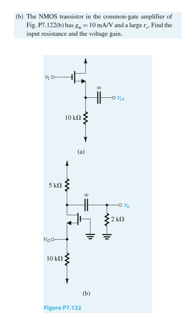 Solved (b) The NMOS transistor in the common-gate amplifier | Chegg.com