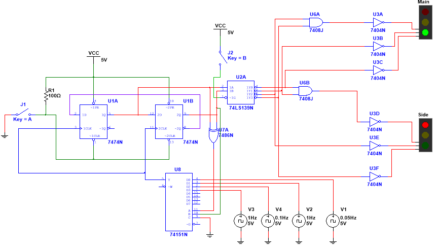 Solved Main UGA U3A VCC 7404N изв 7408J J2 Key B VCC 7404N | Chegg.com