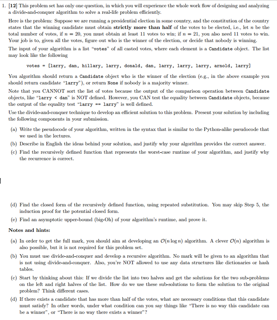 This problem set has only one question, in which you | Chegg.com