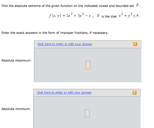 Solved Find the absolute extrema of the given function on | Chegg.com