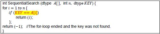 Solved int SequentialSearch (dtype A], int n, dtype KEY){ | Chegg.com