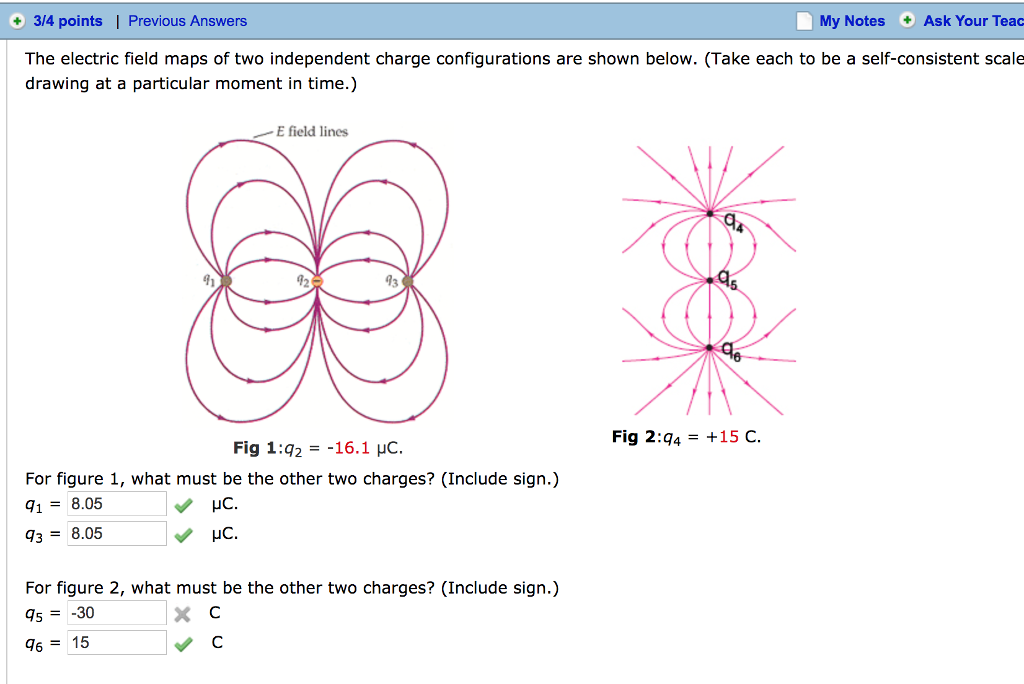 Solved 3/4 points| Previous Answers The electric field maps | Chegg.com
