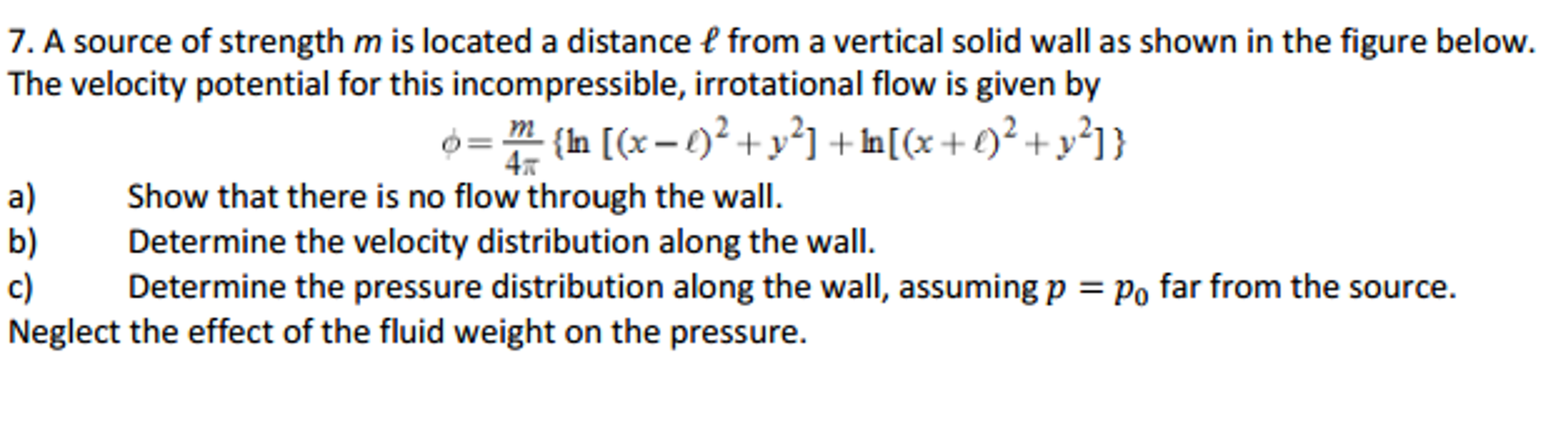 Solved A source of strength m is located a distance l from a | Chegg.com