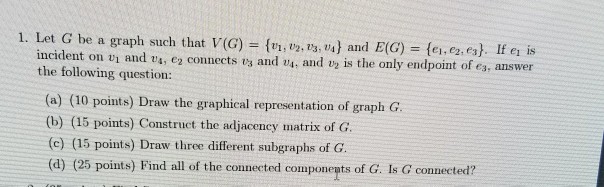 Solved 1 Let G Be A Graph Such That Vg N T2ty Ta 