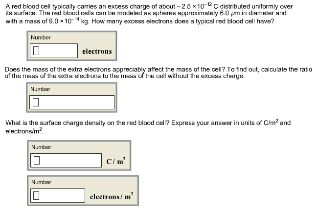 Solved A red blood cell typically carries an excess charge | Chegg.com
