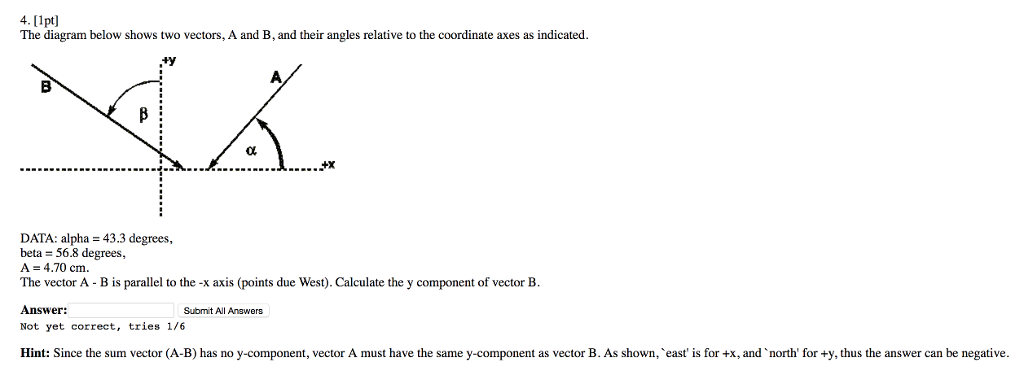 Solved Please calculate the x component of the vector A -B! | Chegg.com
