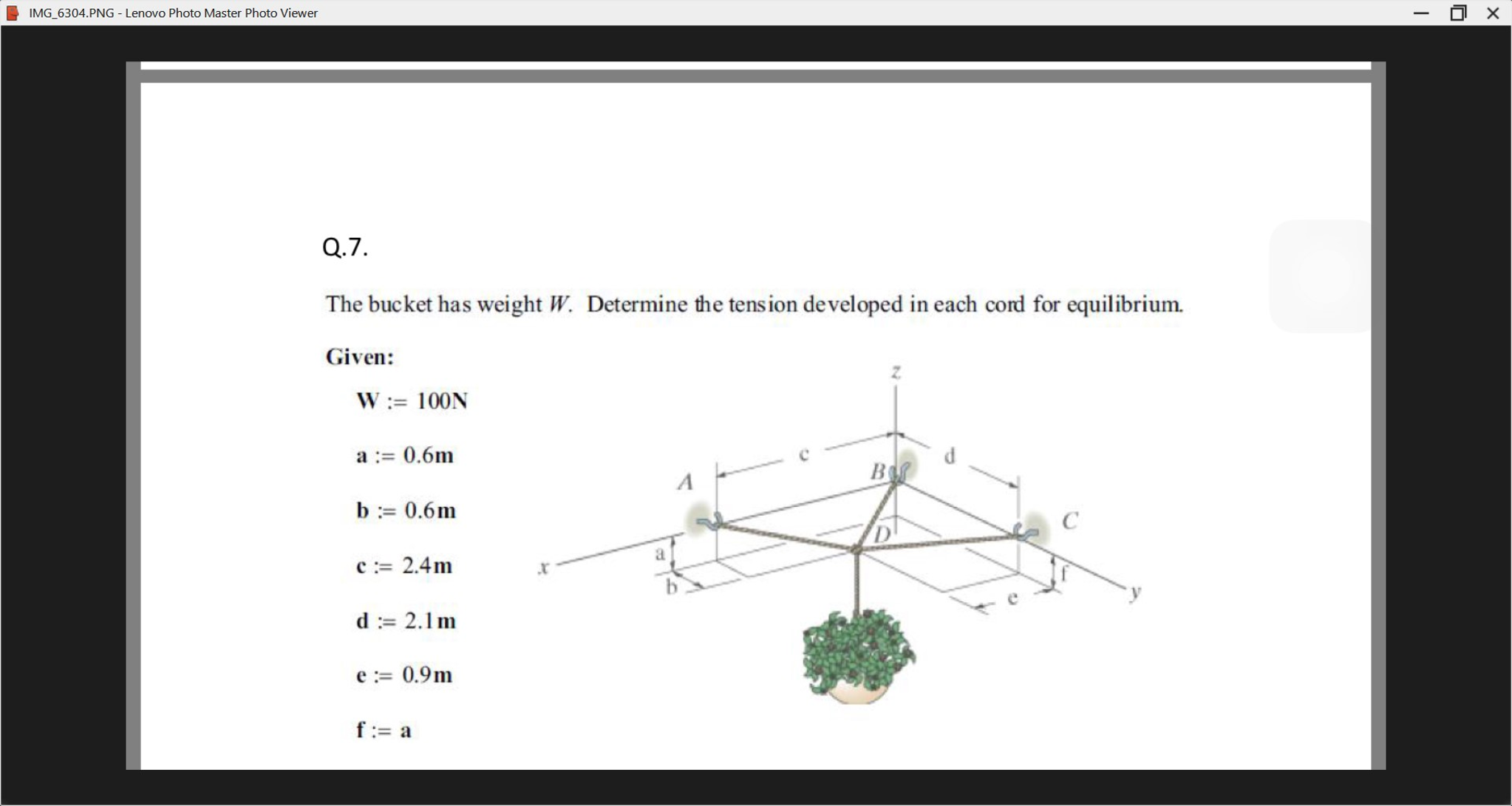 Solved the bucket has weight w. determine the tension | Chegg.com