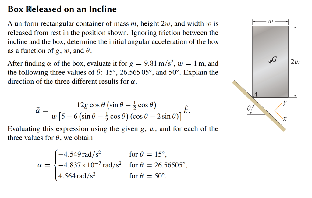 Solved Box Released on an Incline A uniform rectangular | Chegg.com