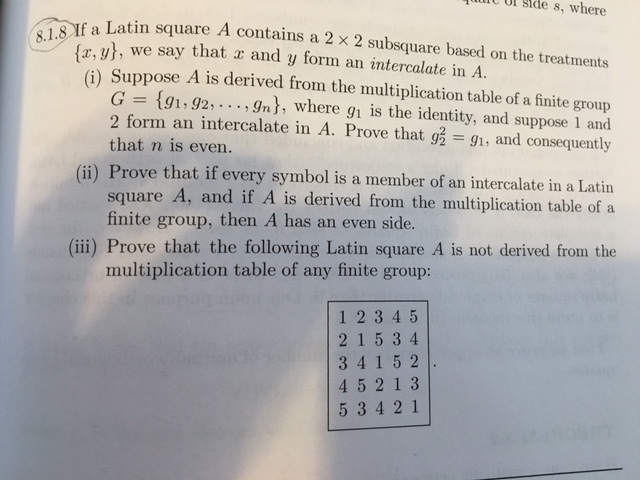 If a Latin square A contains a 2 times 2 subsquare | Chegg.com