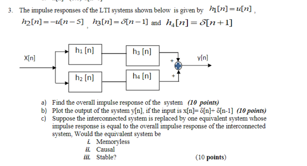 Solved 3 Th e impulse responses of the LTI systems shown | Chegg.com