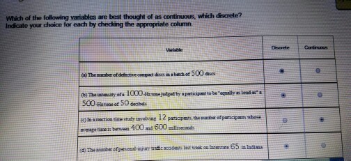 Solved Which of the following variables are best thought of | Chegg.com