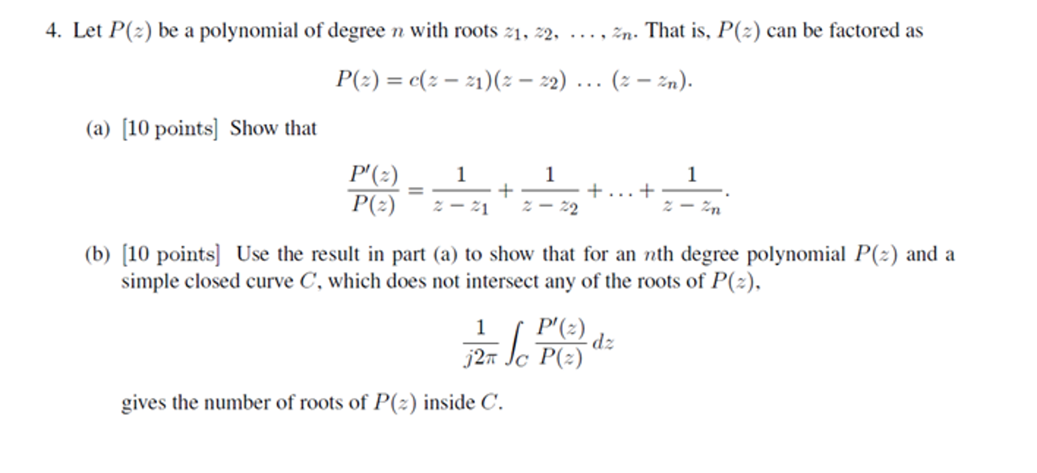 Solved Let P Z Be A Polynomial Of Degree N With Roots Z 1