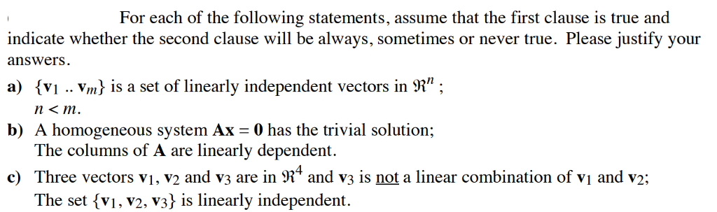 Solved For each of the following statements, assume that the | Chegg.com