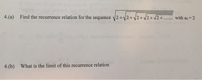Solved Find the recurrence relation for the sequence | Chegg.com