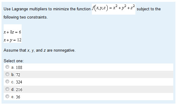 Use Lagrange multipliers to minimize the function | Chegg.com