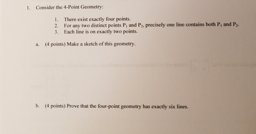 Solved 1. Consider the 4-Point Geometry: 1. 2. 3. There | Chegg.com
