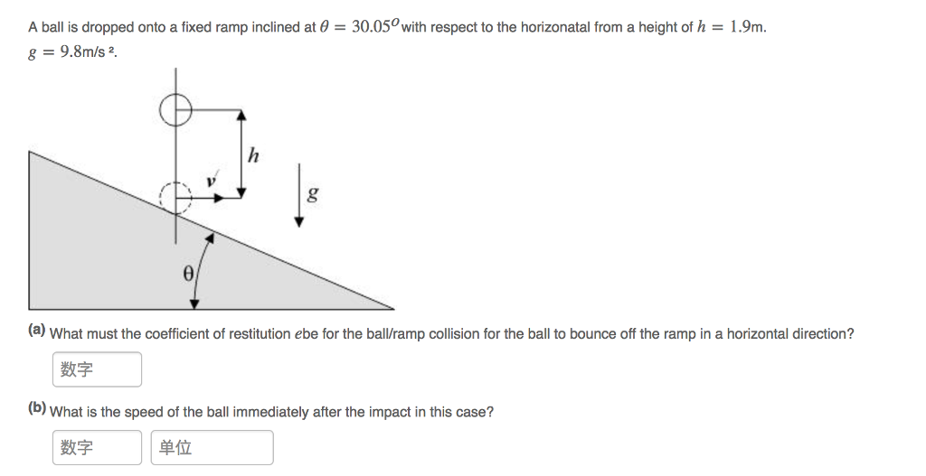 A ball is dropped onto a fixed ramp inclined at θ = | Chegg.com