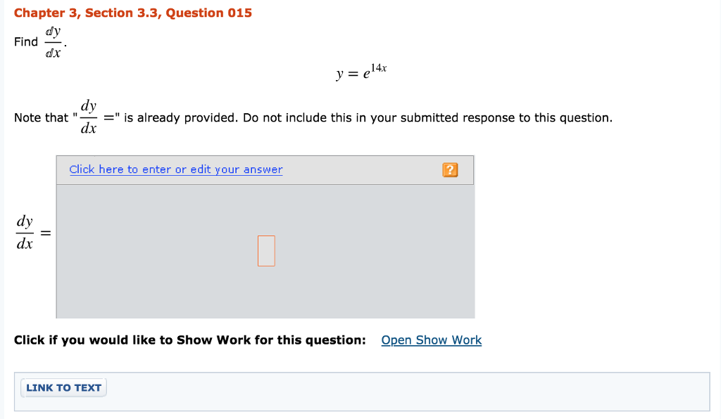 Solved Chapter 3, Section 3.3, Question 015 dy Find dfx 14x | Chegg.com