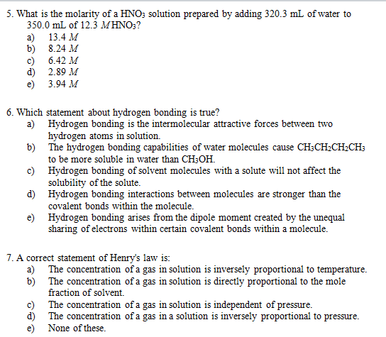 Solved 1. In a 0.1 molar solution of NaCl in water, which | Chegg.com