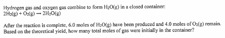 Solved Hydrogen gas and oxygen gas combine to form H20(g) in | Chegg.com
