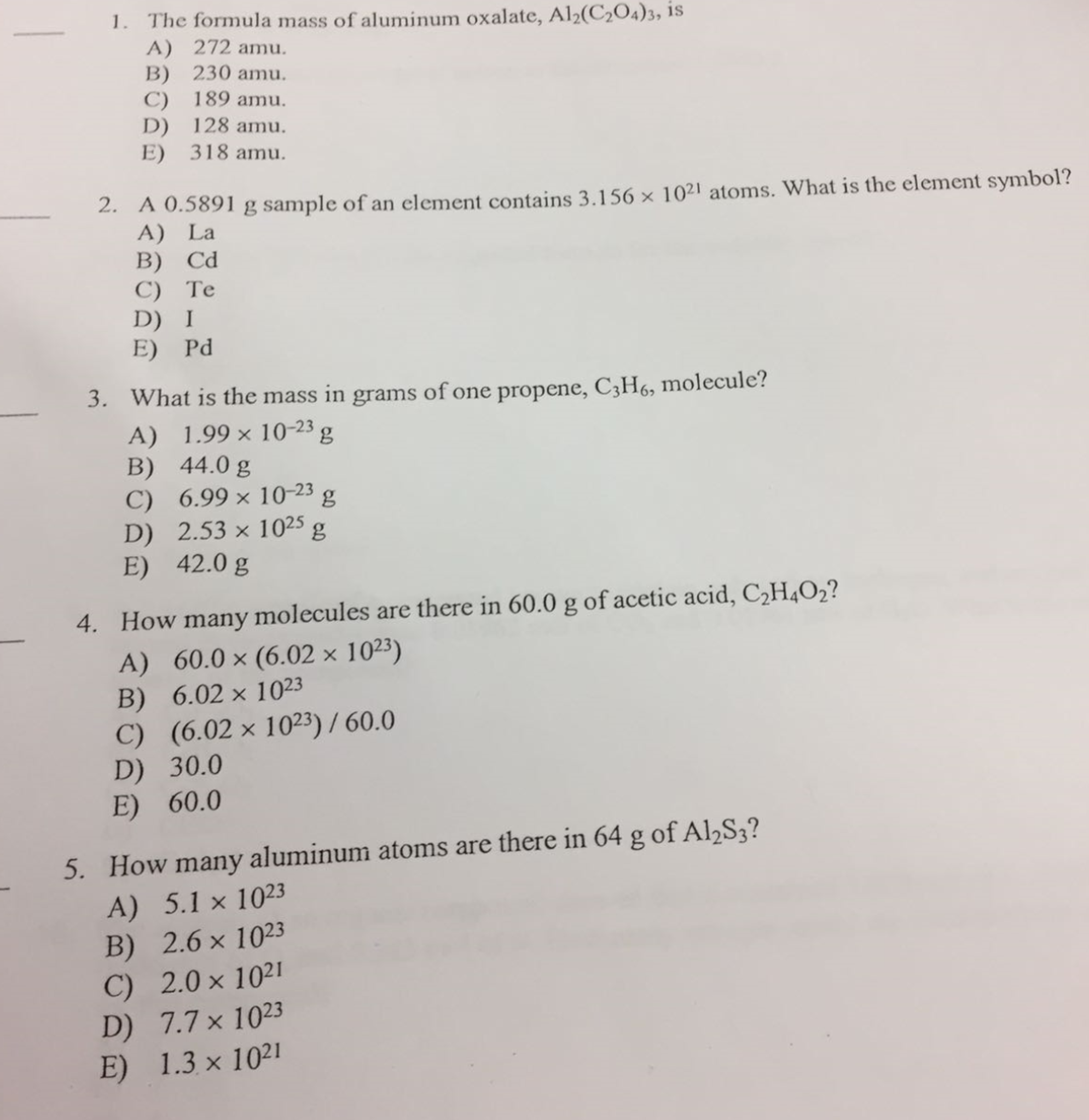 Solved The formula mass of aluminum oxalate, Al_2(C_2O_4)_3 | Chegg.com