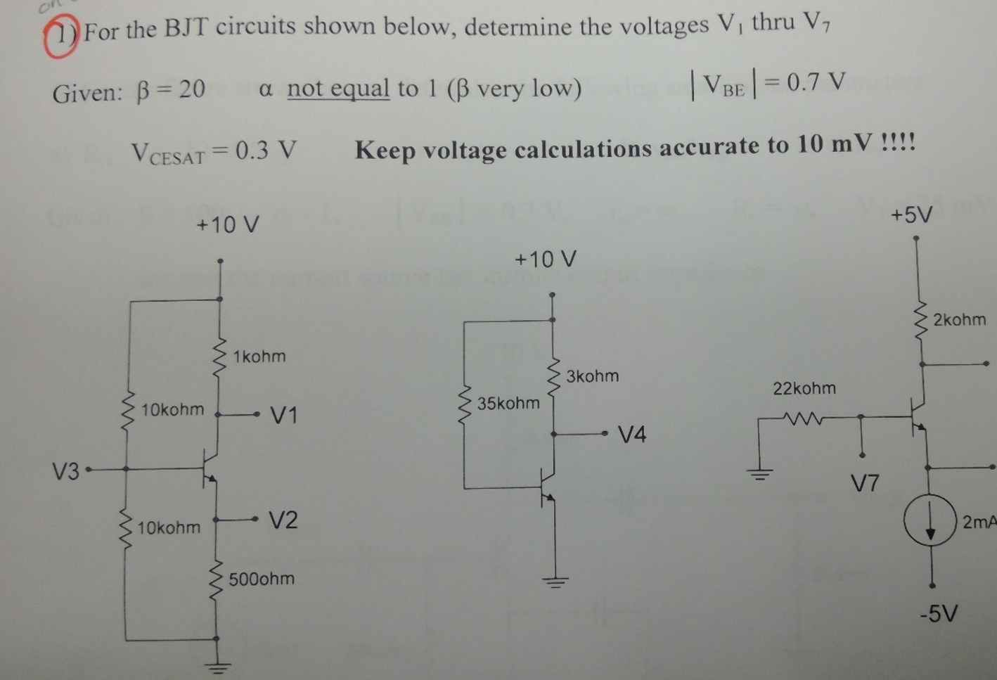 Solved For the BJT circuits shown below, determine the | Chegg.com